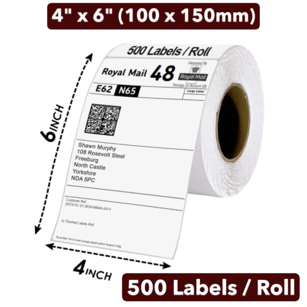 4” x 6” 100x150mm Direct Thermal Labels 500/Rolls – Yas International